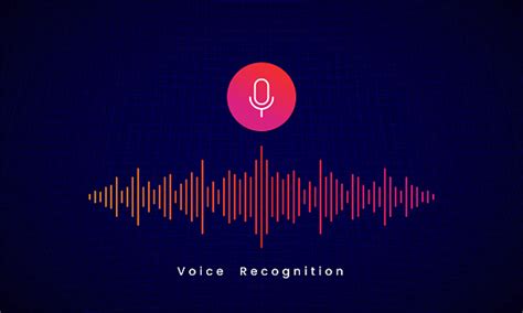 음성 인식 Ai 개인 비서 현대 기술 시각적 개념 벡터 일러스트 디자인 어두운 그리드 배경에 다채로운 음파 오디오 스펙트럼 라인 마이크 아이콘 버튼 마이크에 대한 스톡 벡터