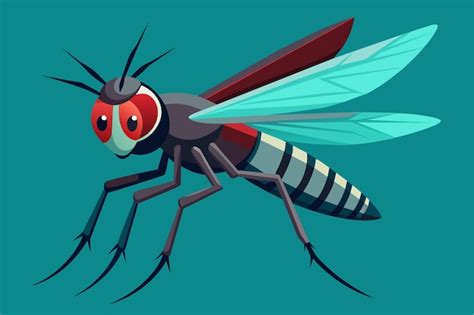 Premium Vector A Mosquito Featuring Striking Red Eyes And Black Legs
