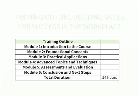 Free Training Outline Templates For Google Sheets And Microsoft Excel Slidesdocs