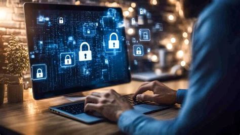 Business Professionals Using Tablets And Laptops Digital Shields For Cybersecurity Data