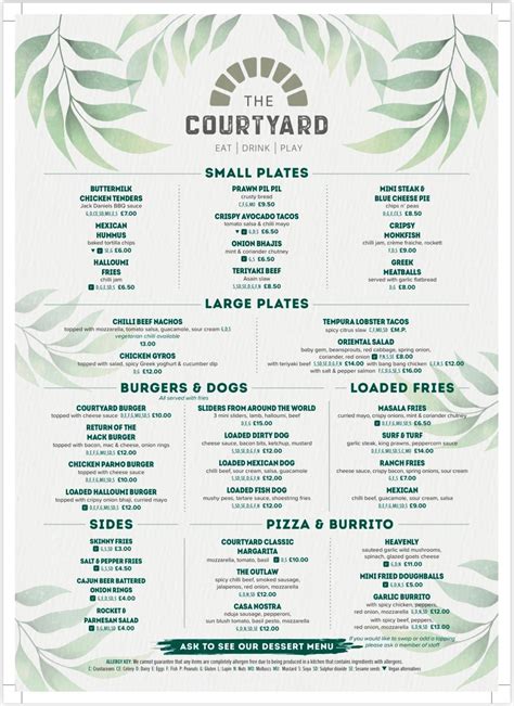 Menu At The Courtyard Pub And Bar Retford
