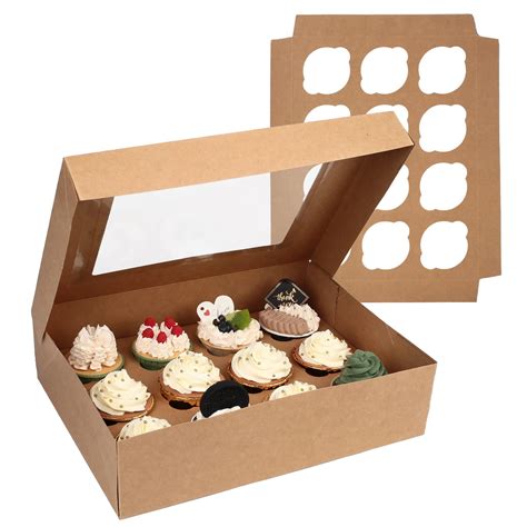 Lotfancy Cupcake Boxes Set Of 20 Kraft Bakery Boxes With Window