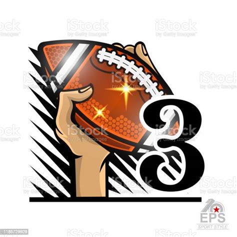 손은 세 번째와 미국 축구 공을 개최합니다 어떤 팀이나 경쟁을 위해 흰색으로 분리된 스포츠 라벨 3에 대한 스톡 벡터 아트 및 기타 이미지 Istock