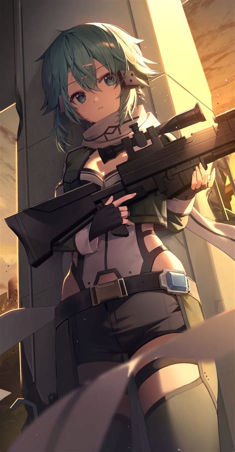 Emduck Sinon Sword Art Online Absurdres Commentary Request Highres 1girl Aqua Eyes Aqua