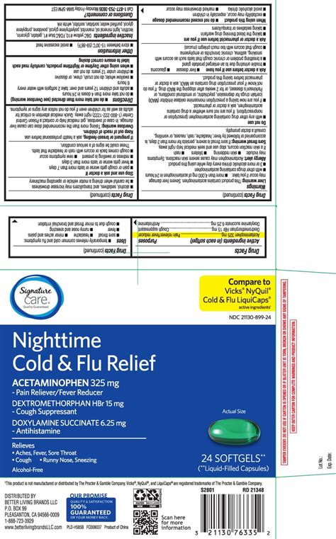 Dailymed Nighttime Cold And Flu Relief Acetaminophen Dextromethorphan Hbr Doxylamine