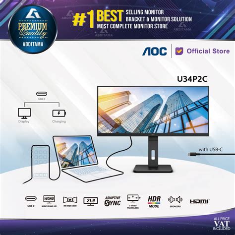 Jual Monitor AOC U34P2C 34 IPS 1440p Ultrawide HDMI DP USB C 65w Speaker Shopee Indonesia