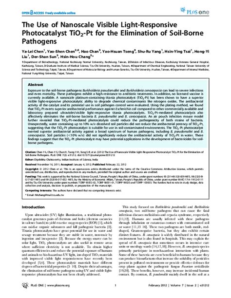 Pdf The Use Of Nanoscale Visible Light Responsive Photocatalyst Tio2 Pt For The Elimination Of