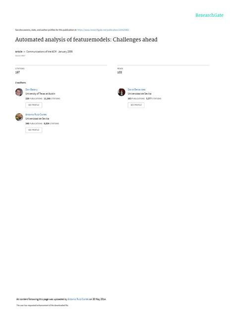 Automated Analysis Of Featuremodels Challenges Ahe Pdf