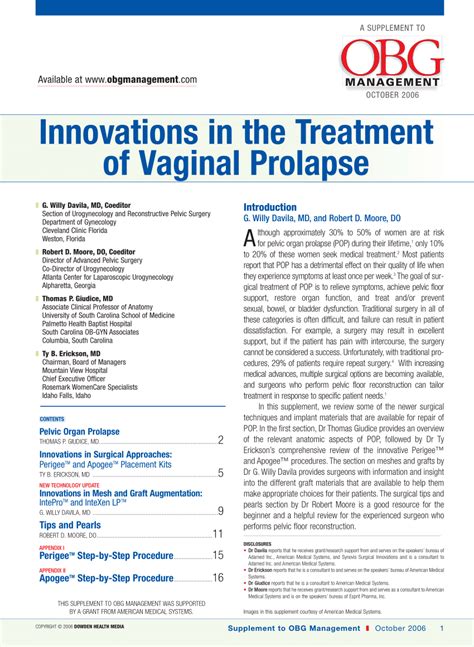 Pdf Innovations In The Treatment Of Vaginal Prolapse