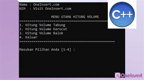 c program utama hitung volume tabung kerucut balok