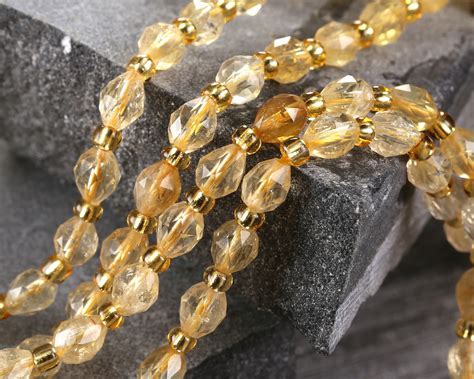 Citrine A Microfaceted Rice 6x4mm Beads