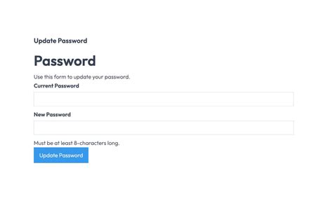 Unstyled Update Password Free Webflow Component