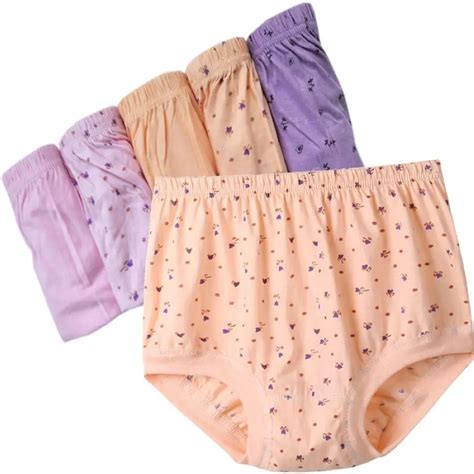Three Middle Aged And Elderly Mothers Underwear Women Cotton High Waist Loose Plus Size Old