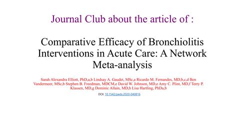 Bronchiolitis Management Journal Club Pptx