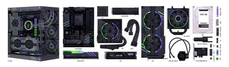 Set Of Desktop Computer Hardware Components Pc Equipments Drives Stock Vector Illustration