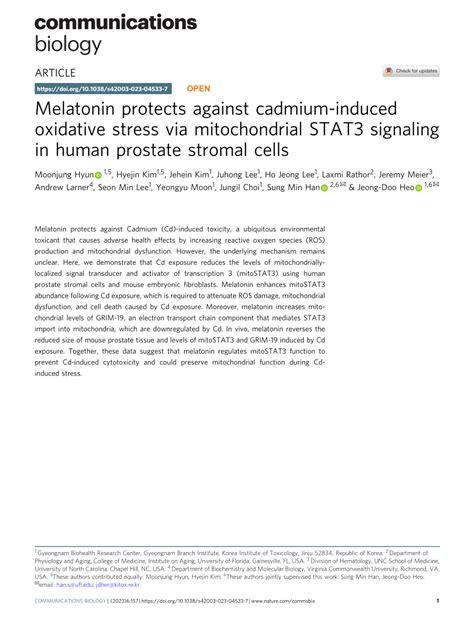 Pdf Melatonin Protects Against Cadmium Induced Oxidative Stress Via