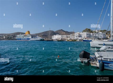 Ios Greece May 3 2024 View Of Boats Luxury Sailboats And Two
