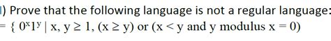 Solved Prove That The Following Language Is Not A Regular