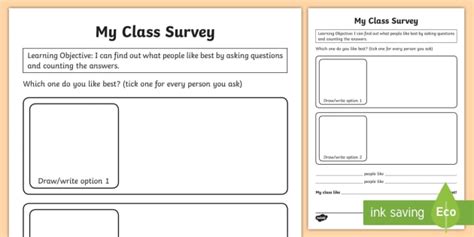 My Class Survey Worksheet Teacher Made