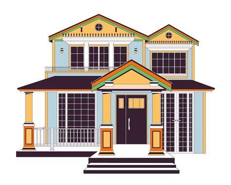 Premium Vector Suburban Home 2d Linear Cartoon Object