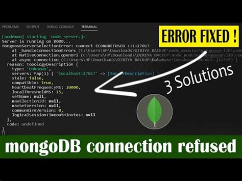 Mongodb Connection Refused 127 0 0 1 27017 Error Solved Mongoose Connect Error Running Npm