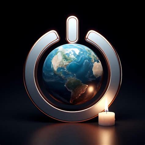 Premium Photo Earth Hour Time To Switch Off Banner With Earth In Shutdown Sign Generated By Ai