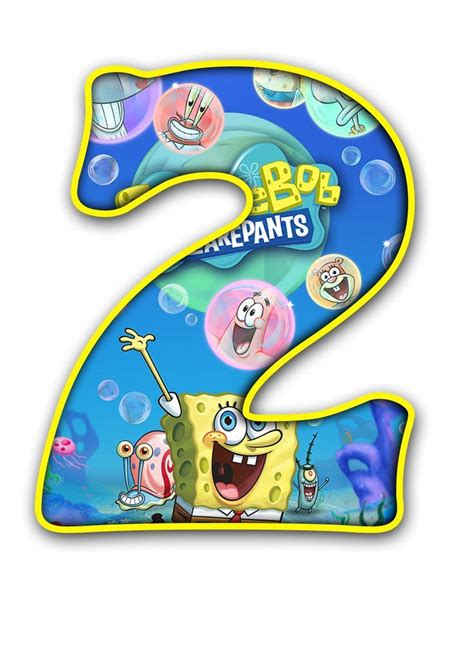 The Number Two Is Made Up Of Spongebob And Other Cartoon Characters Including An Octopus