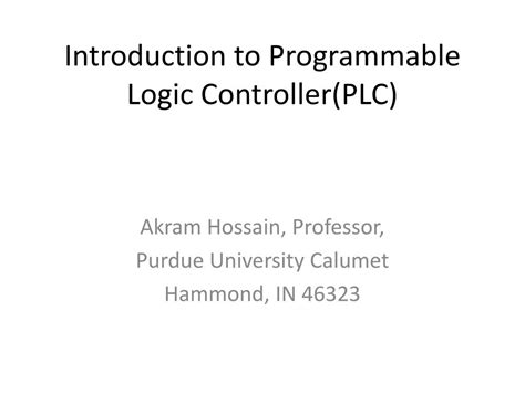 PPT Introduction To Programmable Logic Controller PLC PowerPoint Presentation ID