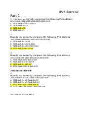 IPv Exercise V Updated Rtf IPv Exercise Part How Do You Correctly Compress The