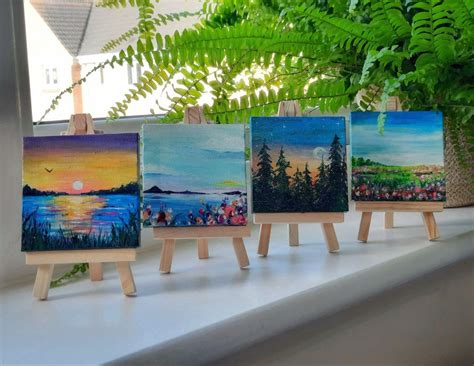 Mini Canvas Painting Landscape Painting Original Acrylic Painting