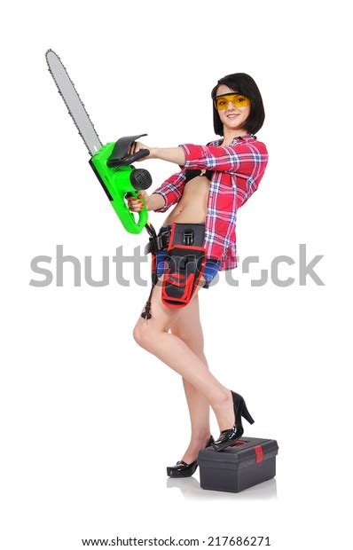 Sexy Girl Holding Electric Saw On库存照片 Shutterstock