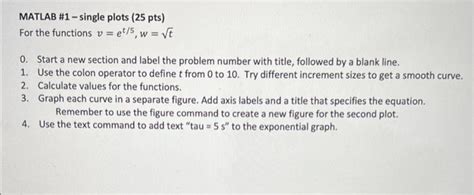Solved Matlab 1 Single Plots 25 Pts For The Functions