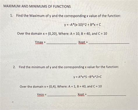 Solved Maximum And Minimums Of Functions 1 Find The Maximum