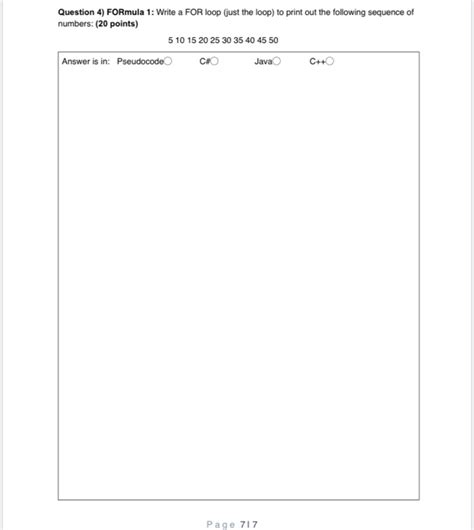 Solved Question FORmula Write A FOR Loop Just The Chegg Com
