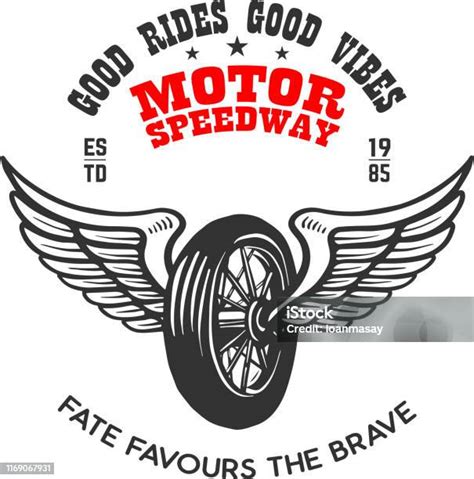 사용자 정의 오토바이 날개 달린 바퀴가있는 포스터 템플릿 포스터 라벨 기호 배지에 대한 디자인 요소입니다 벡터 일러스트레이션