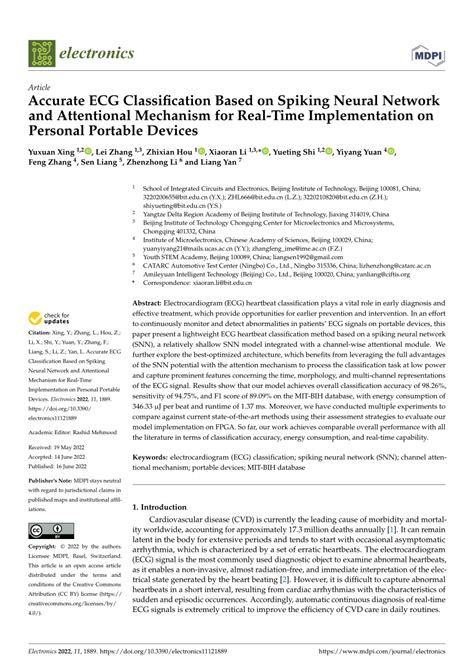 Pdf Accurate Ecg Classification Based On Spiking Neural Network And