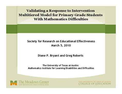 validating a response to intervention multitiered model for primary