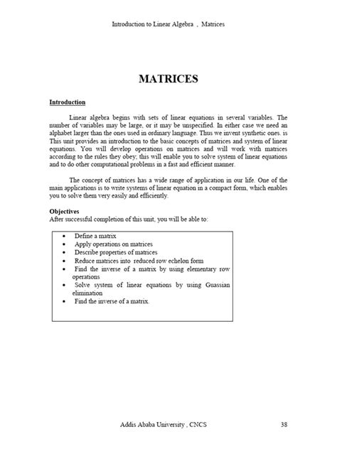 Matrices Pdf Matrix Mathematics Algebra