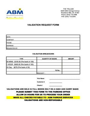 Fillable Online VALIDATION REQUEST FORM Fax Email Print PdfFiller