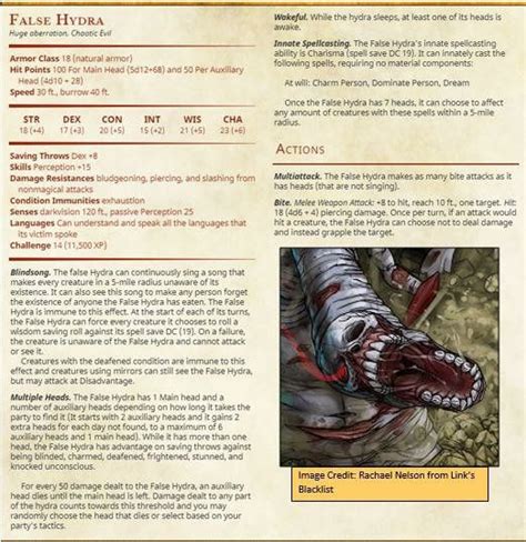 False Hydra Monster 5e Dnd Monsters Dungeons And Dragons Homebrew