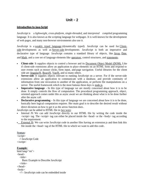 2unit Questionandanswer Pdf Java Script Dynamic Web Page
