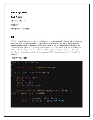 Abstract Classes Interface Exceptional Handling Java PDF