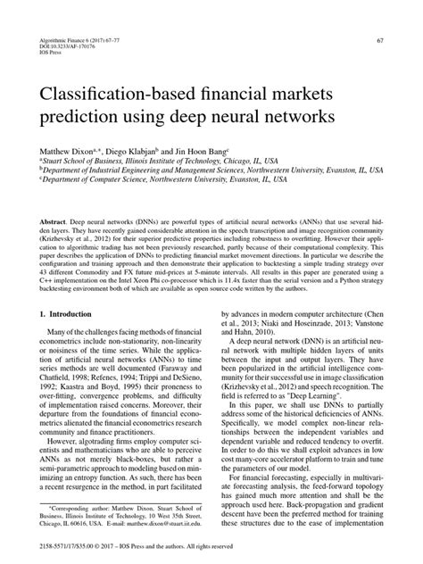 classification based financial markets prediction using deep neural