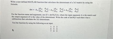 Write A User Defined Matlab Function That Calculates