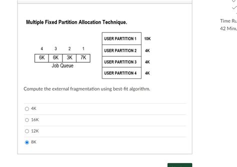Solved Multiple Fixed Partition Allocation Technique