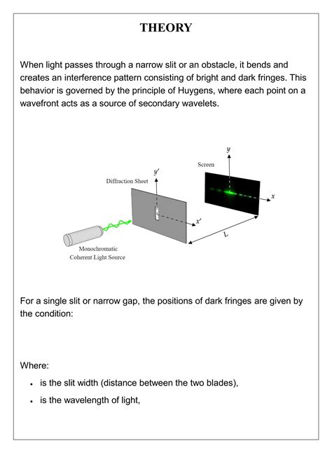 Diffraction Using Two Blades To Calculate Wavelength Of Light Witout Values And New Table Pdf
