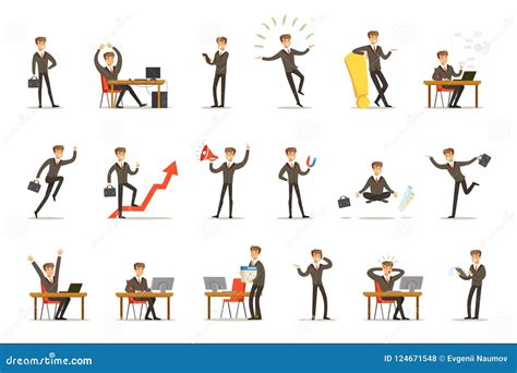 Businessman Scenes Office Manager Or Director Various Poses Sitting