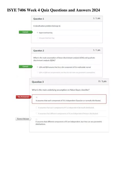Isye 7406 Week 4 Quiz Questions And Answers 2024 Isye 7406 Stuvia Us