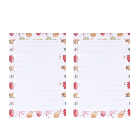 Hemoton 40sheets Pack Colorful A7 Size 6 Hole Cartoon Paper Bouquet Horizontal Paper Refills For