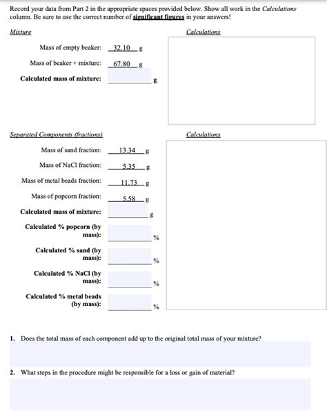 solved record your data from part 2 in the appropriate